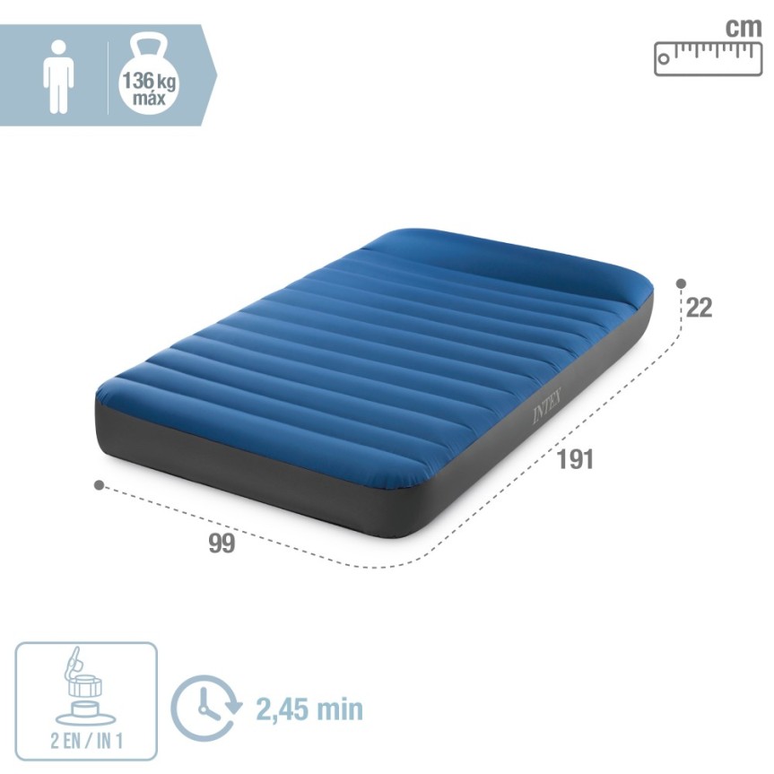 Colchón hinchable individual Camping Mattress | INTEX